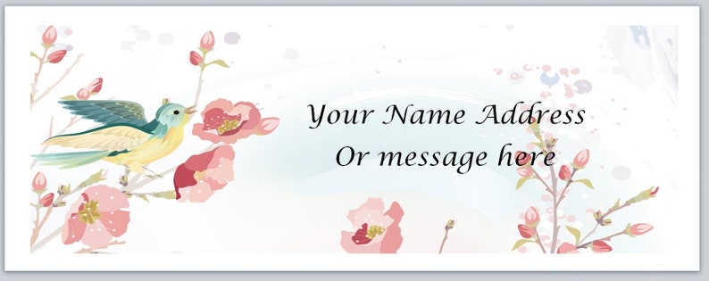 30 Personal Address Labels Bird Painting Flowers (p 200) - Etsy