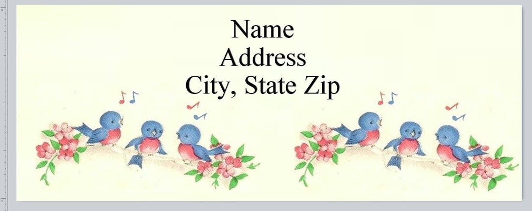 30 Personal Address Labels Cute Singing Bluebirds on Branches (bx 826 ...