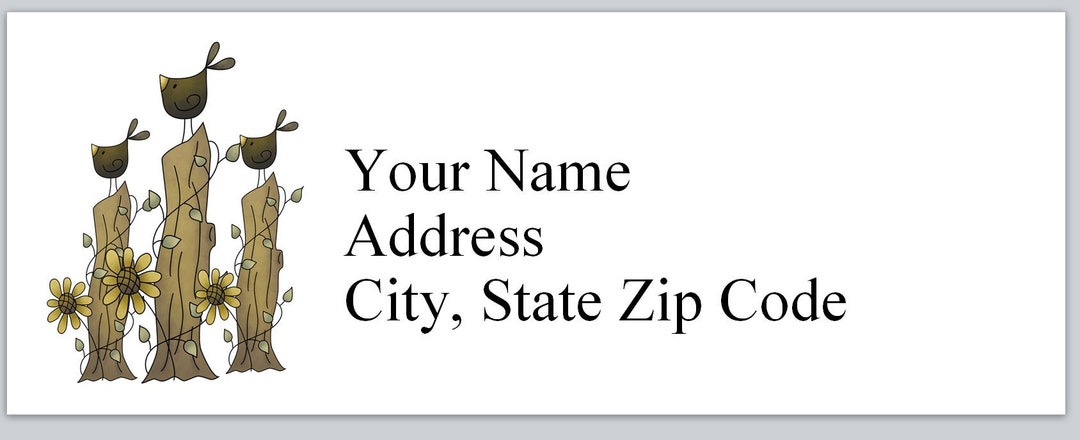 30 Personal Address Labels Primitive Country Black Birds (bx 78) - Etsy