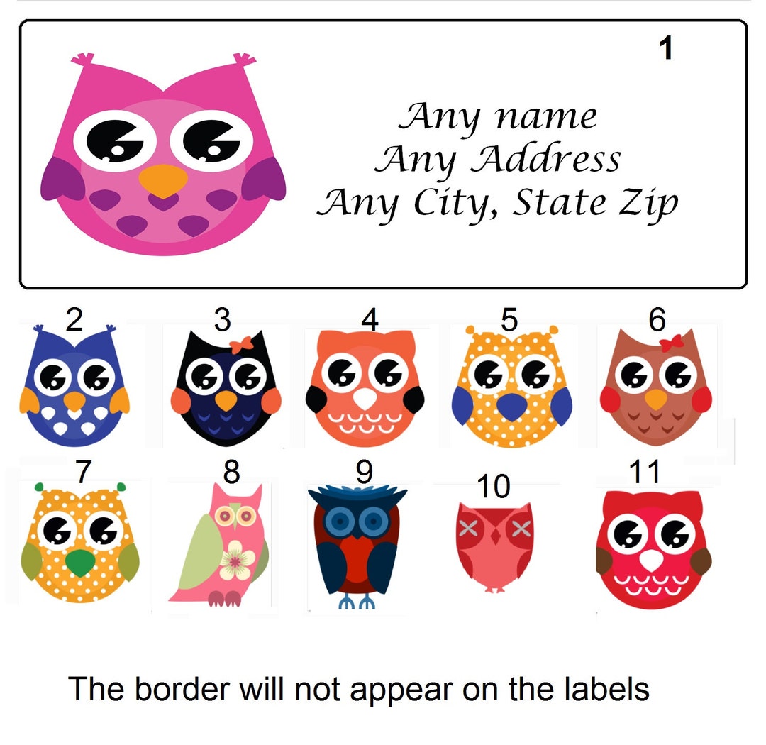 30 Personal Address Labels Owls. Choose Any Picture (ow2) - Etsy
