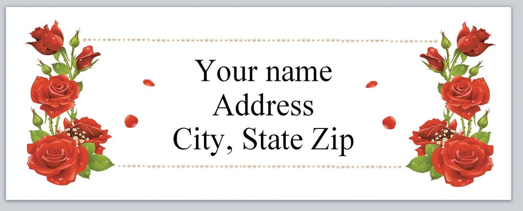 30 Personal Address Labels Red Roses With Pearl Border (p 64) - Etsy