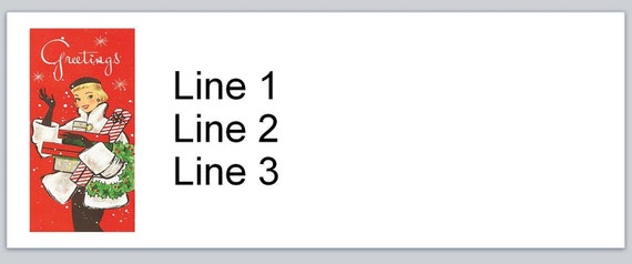 30 Personal Address Labels 1950's Christmas Shopper Girl - Etsy