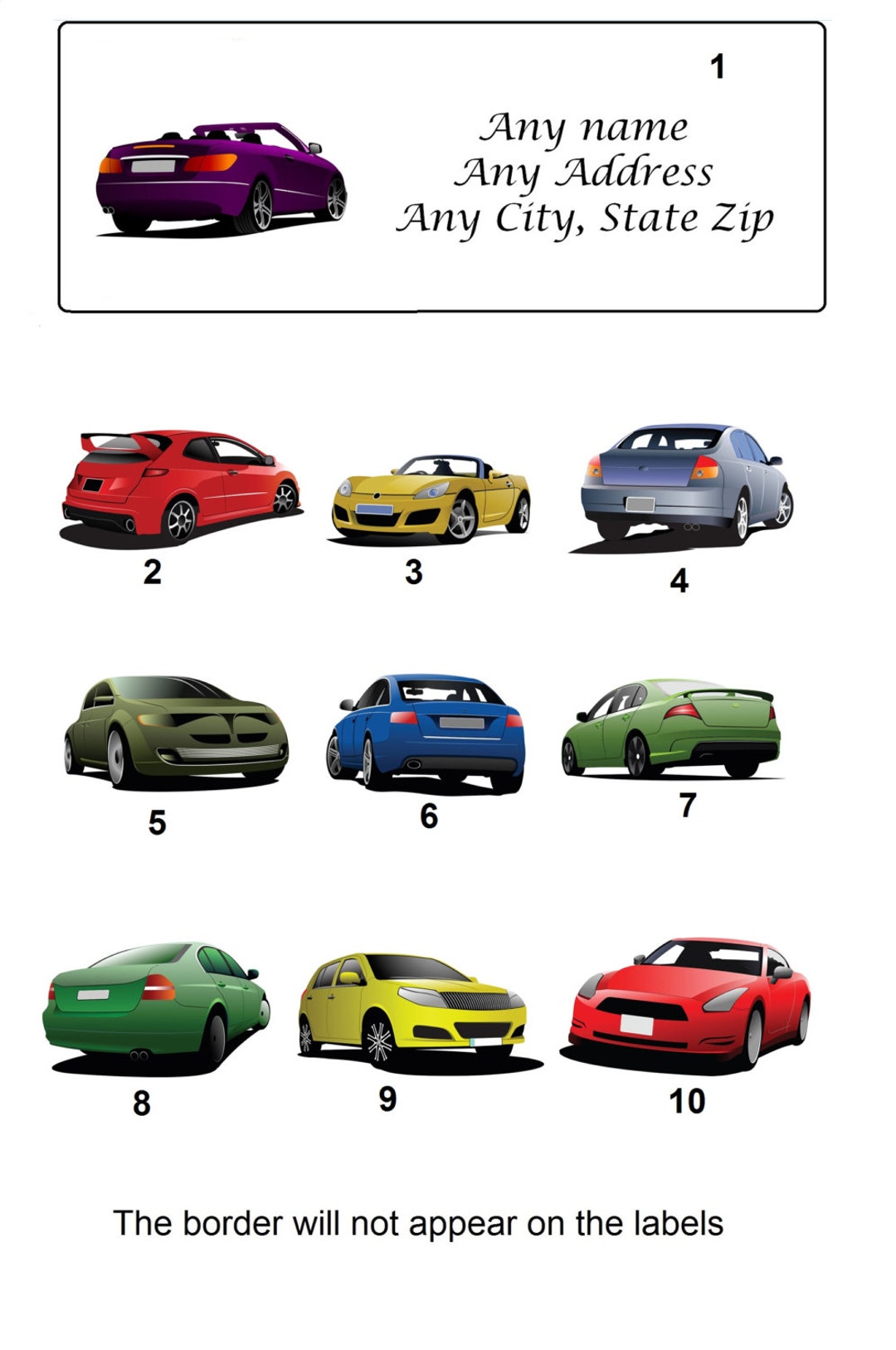 30 Personal Address Labels Cars. Choose Any Picture (ca3) - Etsy