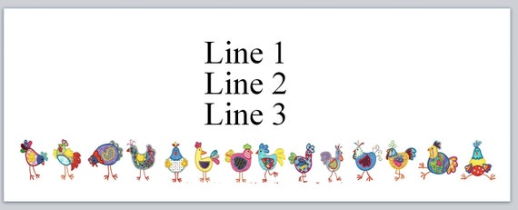 30 Personal Address Labels Country Farm Row of Chickens jx | Etsy