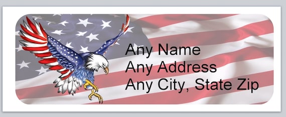 30 Personal Address Labels US Flag Eagle ac 636 | Etsy