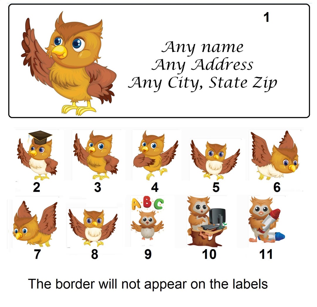 30 Personal Address Labels Owls. Choose Any Picture (ow3) - Etsy