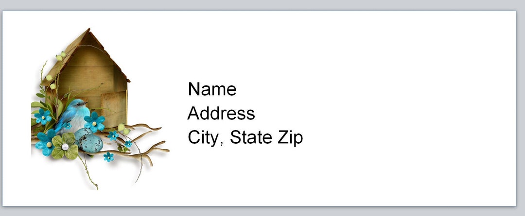 30 Personal Address Labels Primitive Country Birdhouse Bluebird (p 150 ...