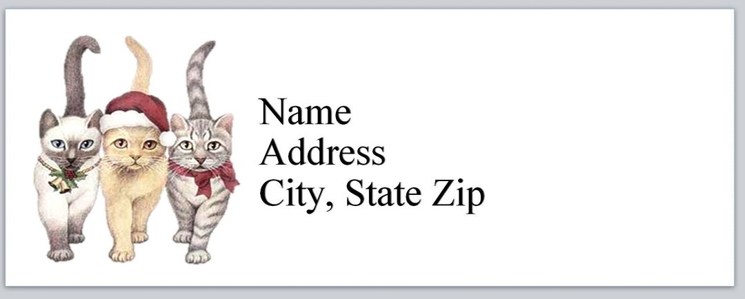 30 Personal Address Labels Three Cats Christmas (bx 787) - Etsy