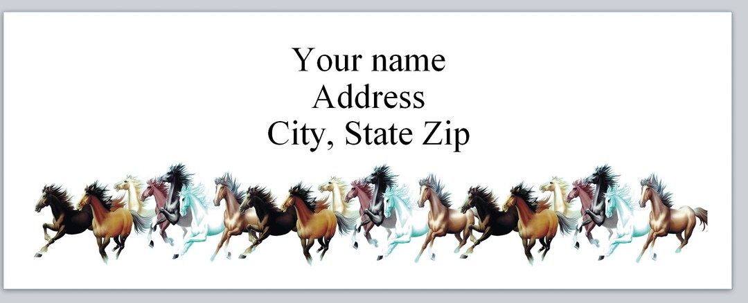 30 Personal Address Labels Running Horses (p 189) - Etsy