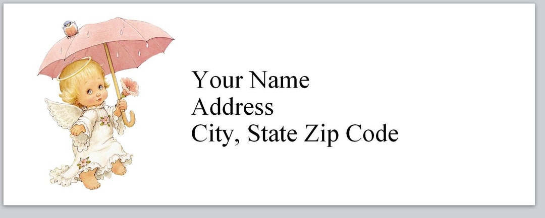 30 Personal Address Labels Baby Angel With Umbrella (bx 111) - Etsy