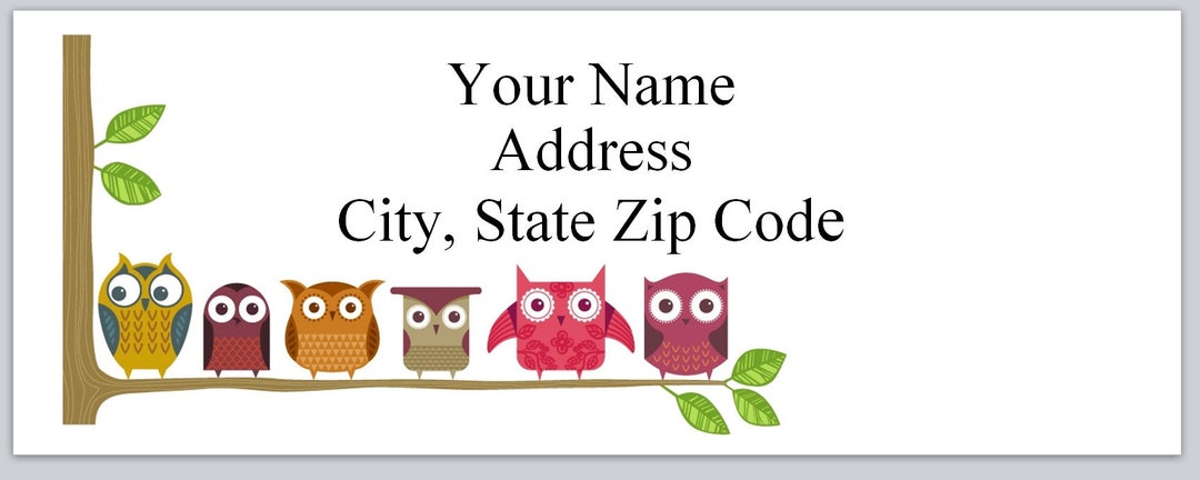 30 Personal Address Labels Primitive Country Row of Owls (bx 86) - Etsy