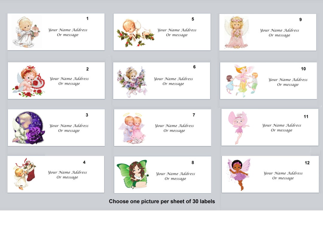 30 Personal Address Labels Angels. Choose Any Picture (an1) - Etsy