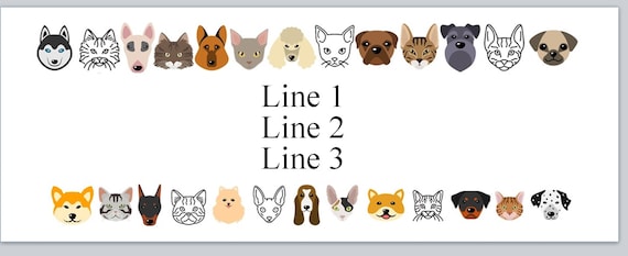 30 Personal Address Labels Dog and Cat Faces Border jx 527 - Etsy
