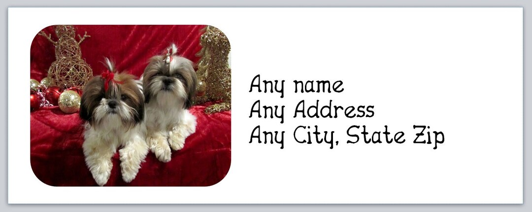 30 Personal Address Labels Merry Christmas Shih Tzu Dogs (ac 265) - Etsy
