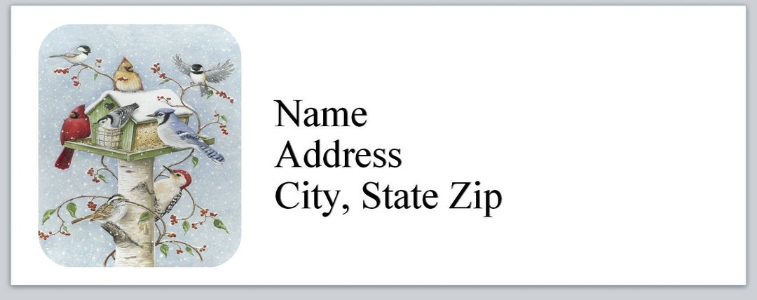 30 Personal Address Labels Cute Birds Winter Scenery (bx 825) - Etsy
