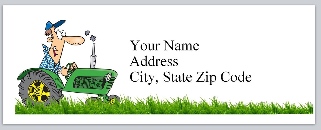 30 Personal Address Labels Western Country Farm Man on Tractor (bx 141 ...