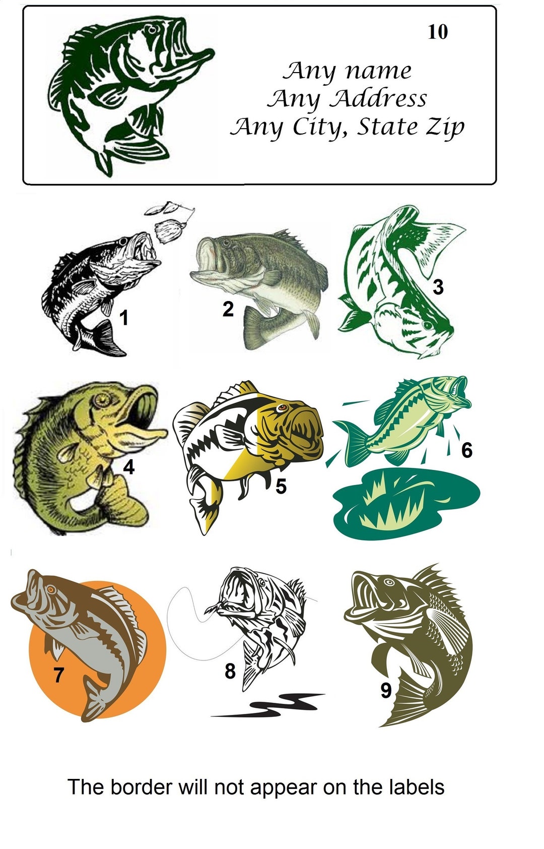 30 Personal Address Labels Bass Fishing. (ba1) - Etsy