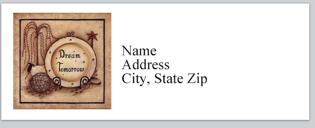 30 Personal Address Labels Primitive Country Plaque "dream Tomorrow ...
