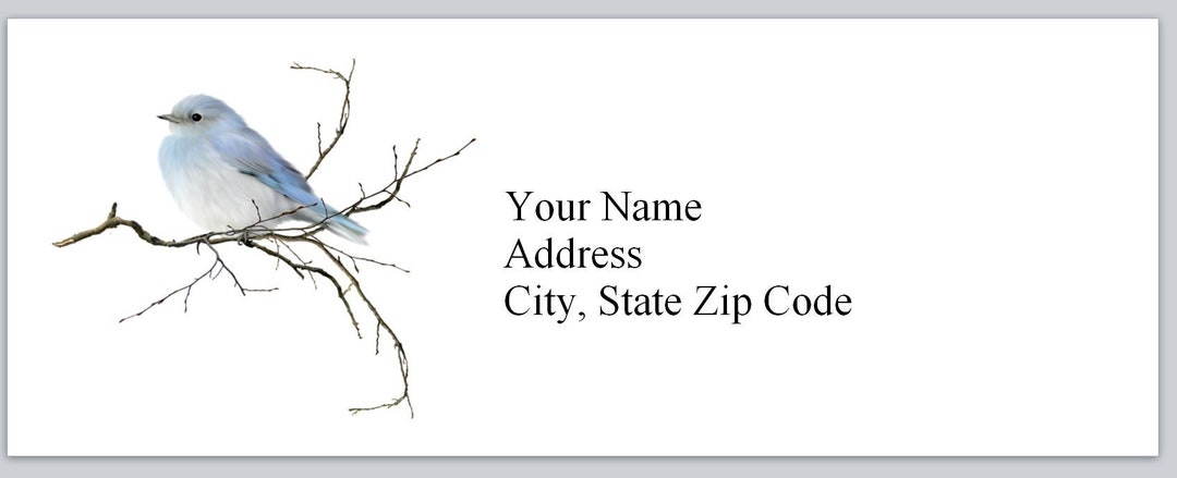 30 Personal Address Labels Cute Blue Bird on Branch (bx 286) - Etsy