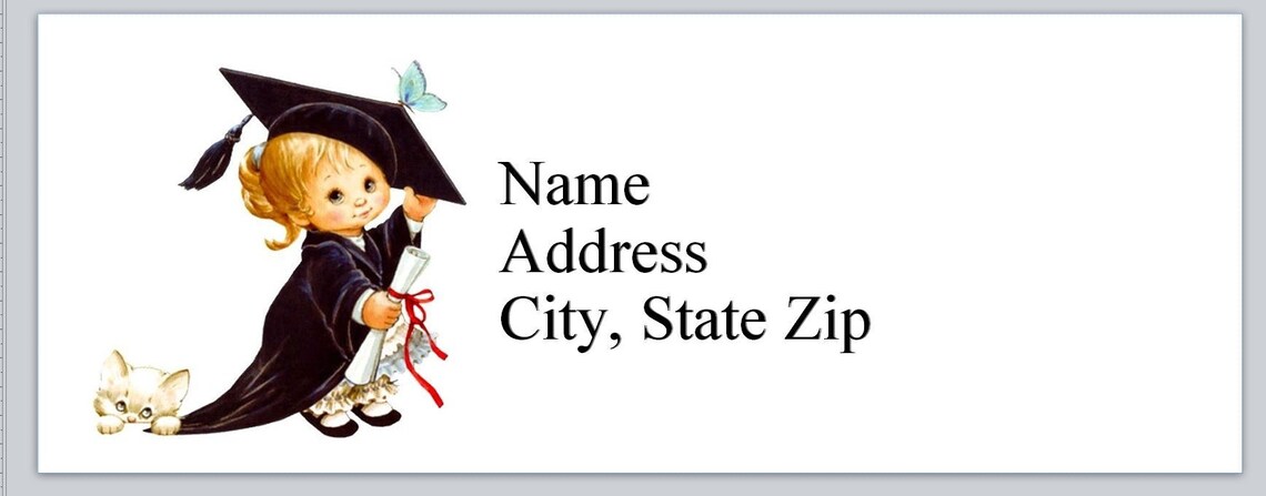 30 Personal Address Labels Cute Little Girl in Graduation Gown (bx 760 ...