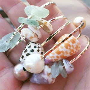 SHELL BANGLES in Gold , Set of 3 Bangles in 14k Gold Filled, Hawaiian ...