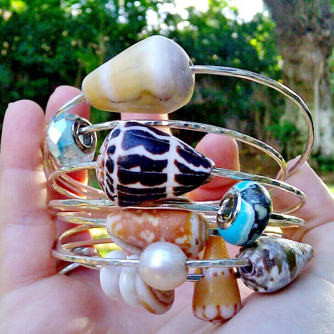 Shell Bangles Choose Your Own Shell Bangle STERLING SILVER - Etsy