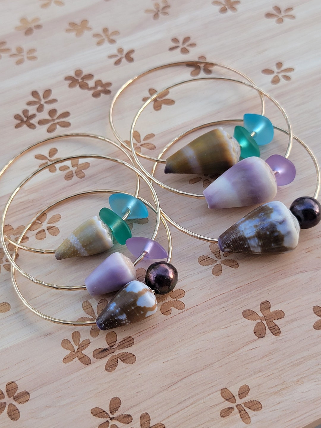 Hawaiian Shell Bangles, in 14k GOLD FILLED Choose Your Own Shell Beach ...