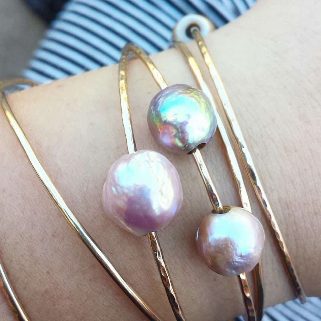 Mermaid Pearl Bangle, Pearl Bangle, Pearl Bracelet, Hand Made Bangles ...