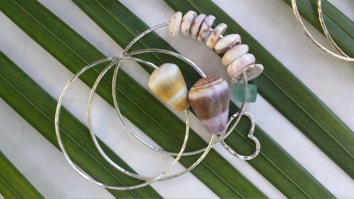 Shell Bangles Choose Your Own Shell Bangle STERLING SILVER - Etsy