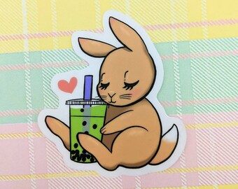 Matcha Bunny Sticker - Etsy