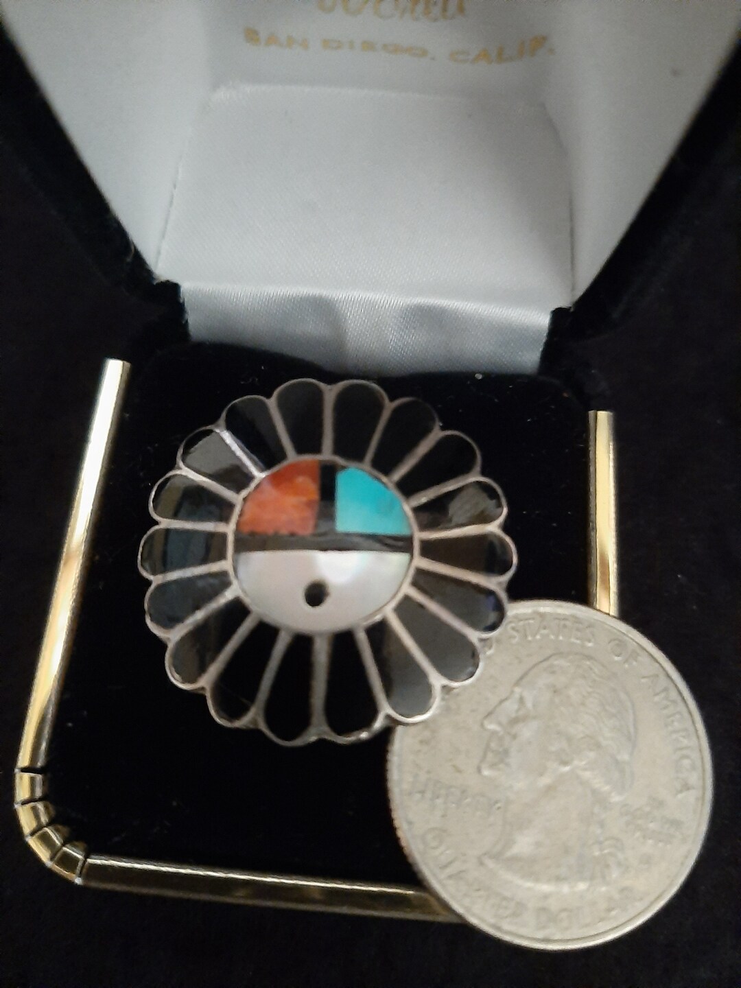 Zuni Inlaid "sun God" Ring Sz 4 - Etsy