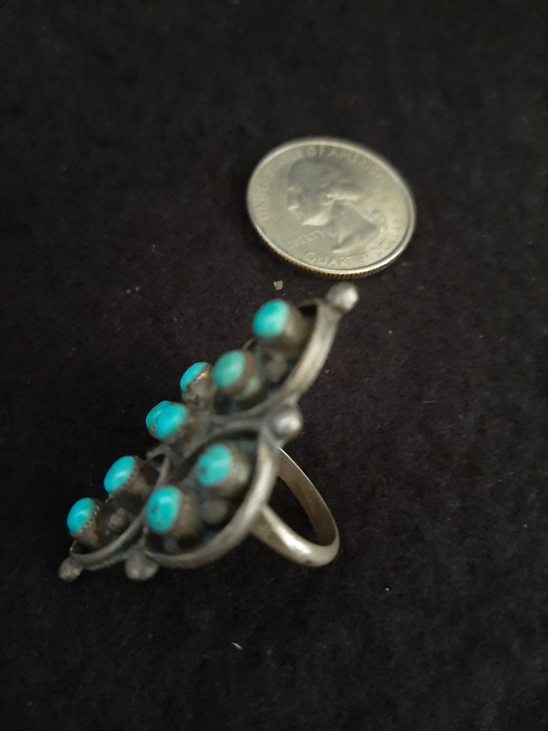 Native American Shadow Box Sterling/turquoise Ring Sz 5, 6 1/4, 6 1/2 ...