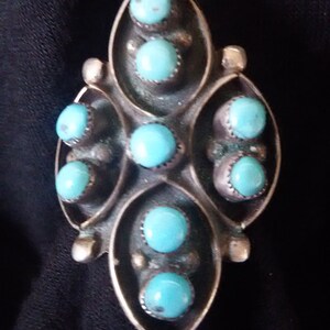 Native American Shadow Box Sterling/turquoise Ring Sz 5, 6 1/4, 6 1/2 ...