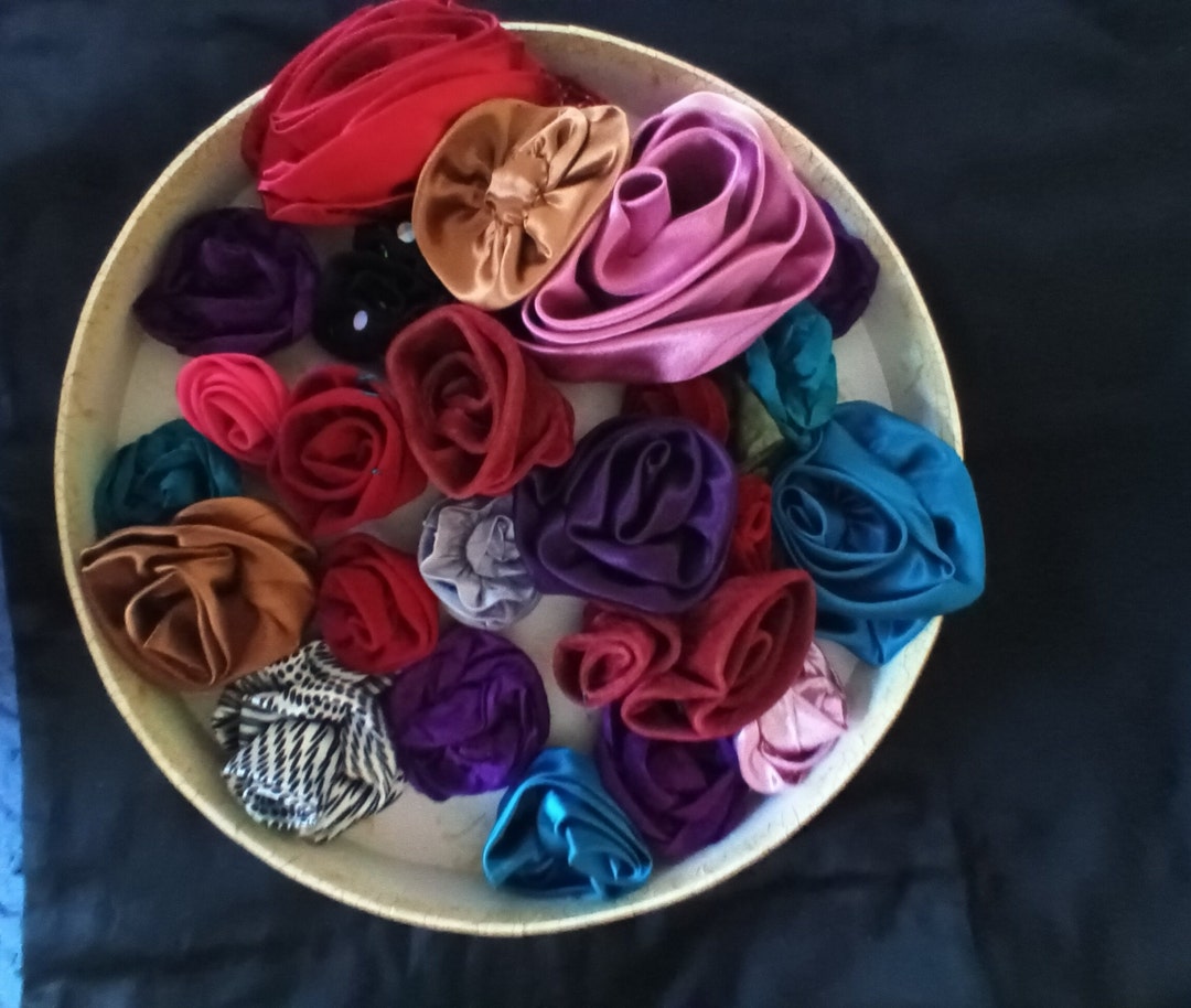 33 Hand Made Fabric Flowers - Etsy