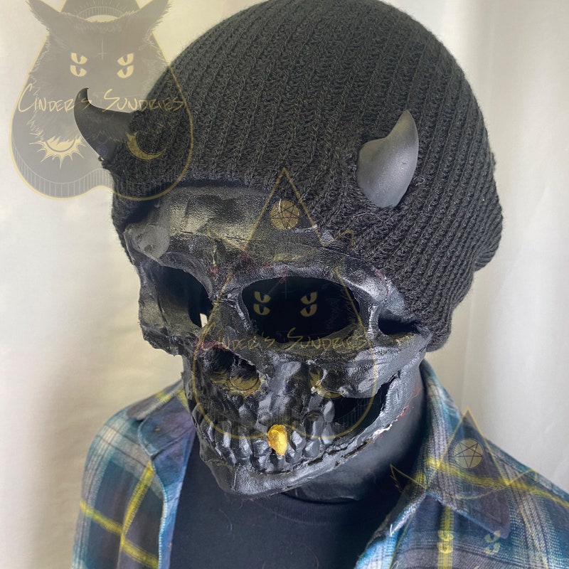 Black Horned Beanie - Etsy UK
