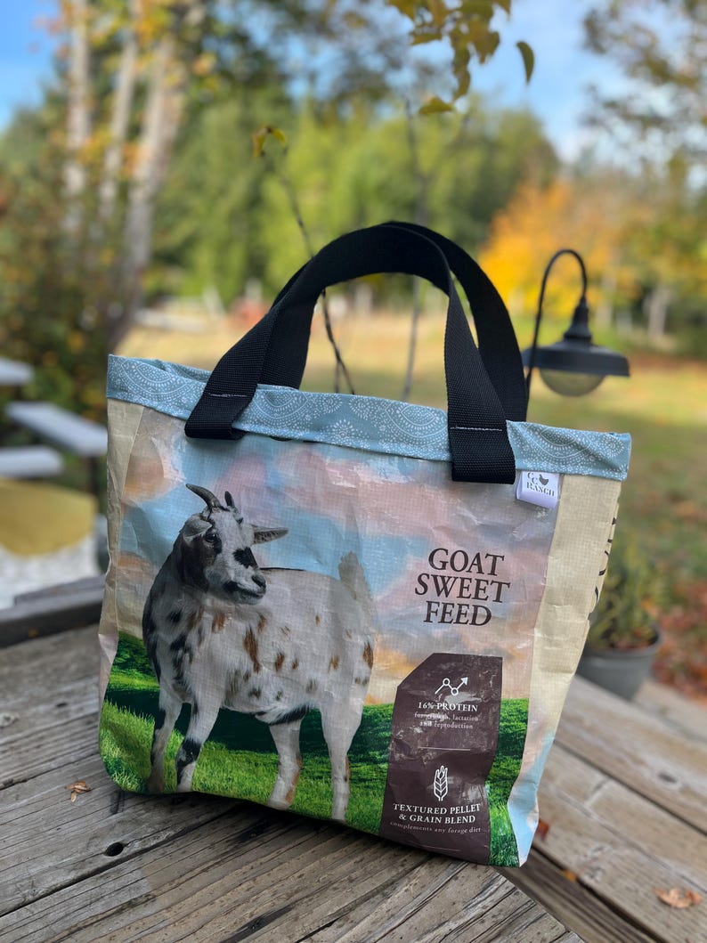 Recycled Feed Bag Tote Bag Goat - Etsy