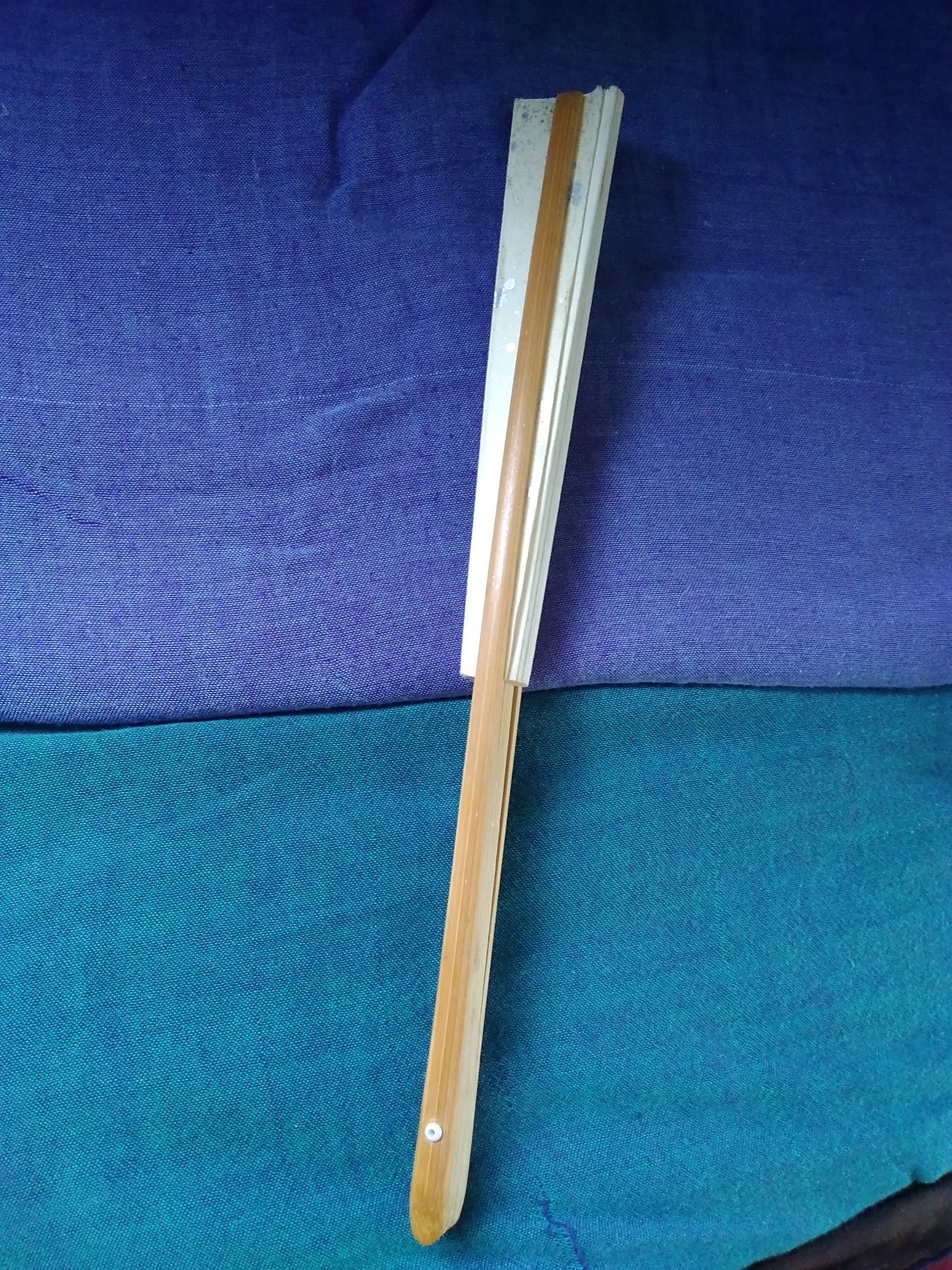 Vintage Japanese Paper Wood Fan Big Hand Fan White Silver Gold | Etsy