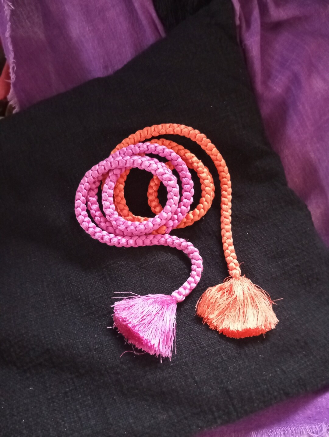 Belt Obijime Silk Orange Pink Purple Japanese Kimono Cord Handmade ...