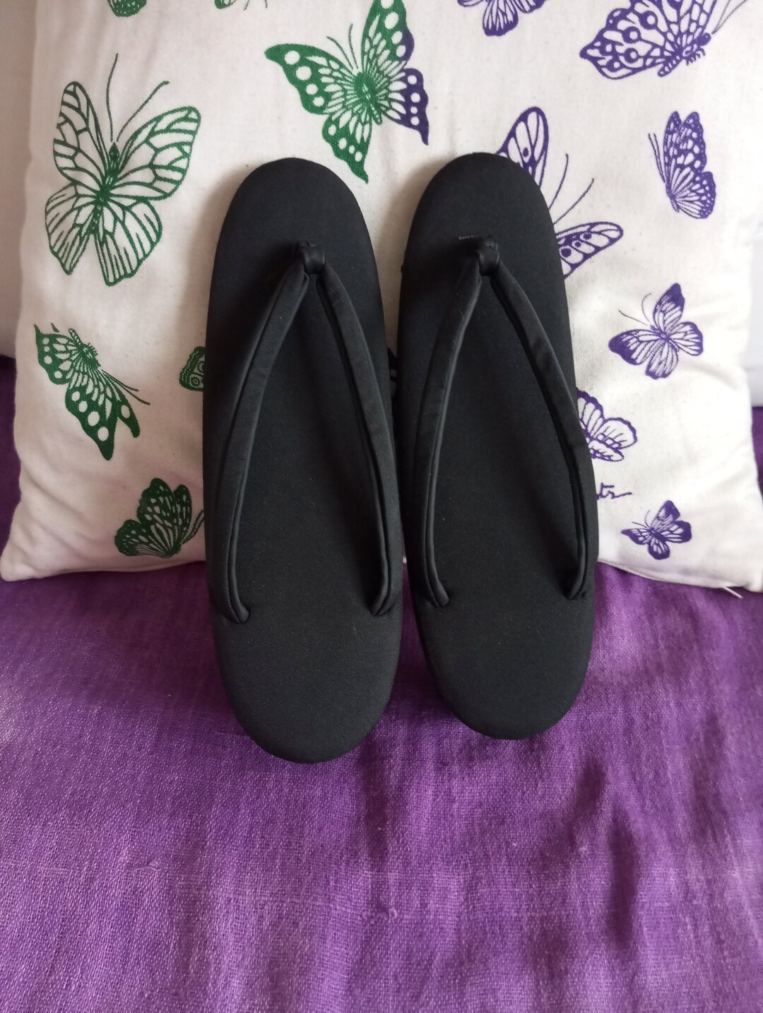 Vintage Japanese Zoris Black Silk Rayon Getas Shoes Kimono - Etsy
