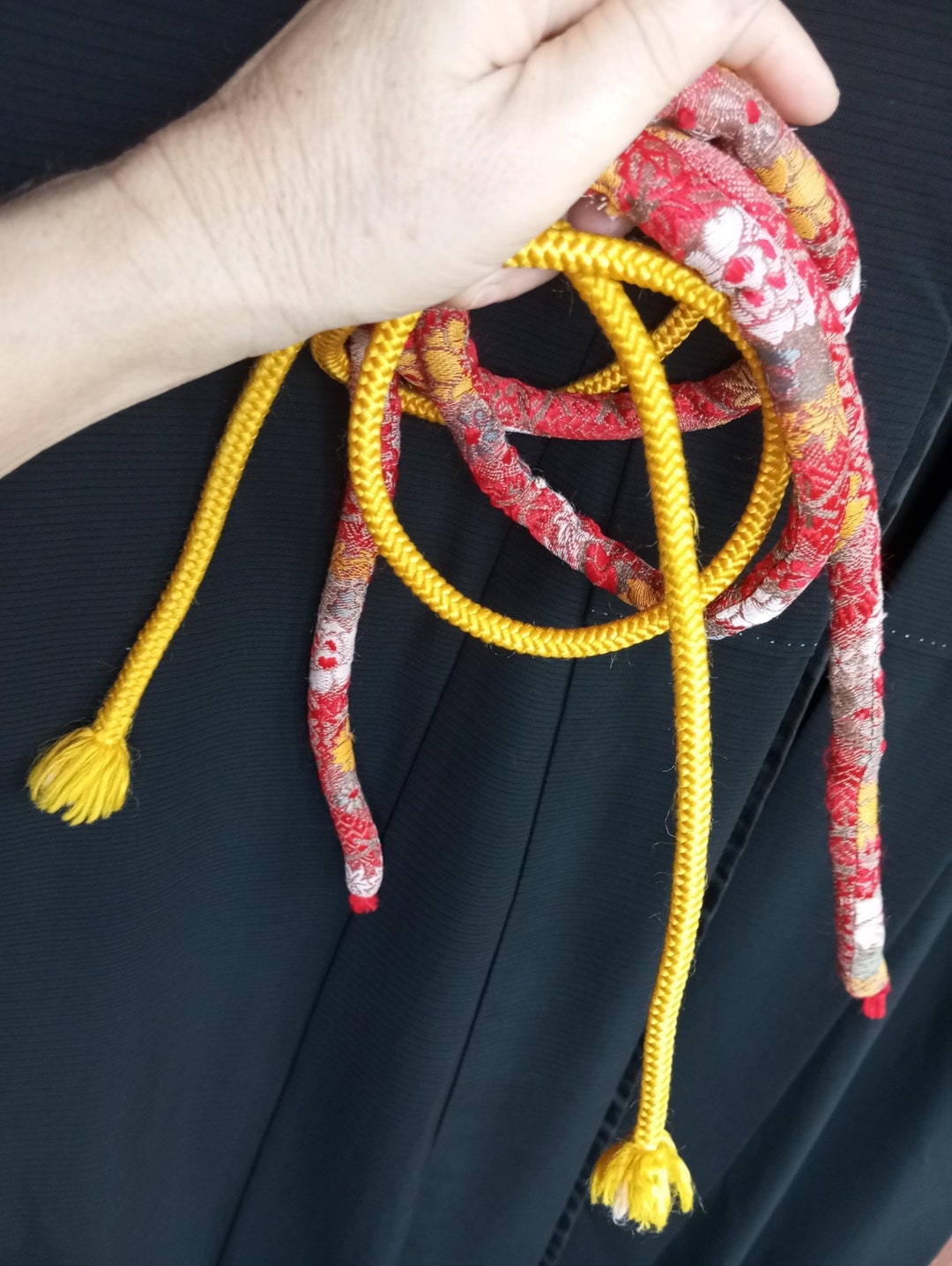 Vintage Japanese Obijime Silk Two Belts Kimono Belt Handmade Cord ...