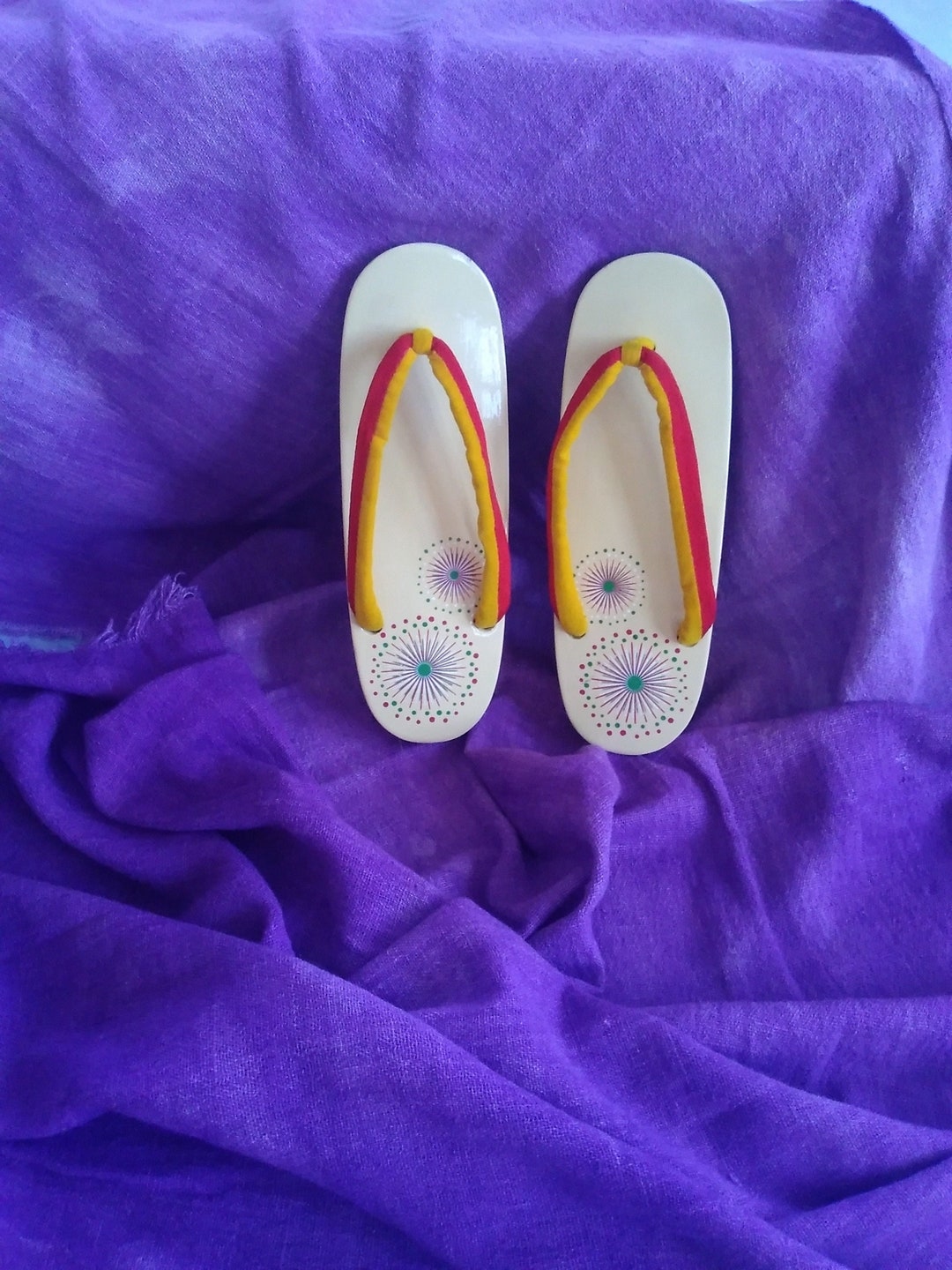 Vintage Japanese Clogs Getas Shoes Yellow Wood Kimono Sandals Handmade ...