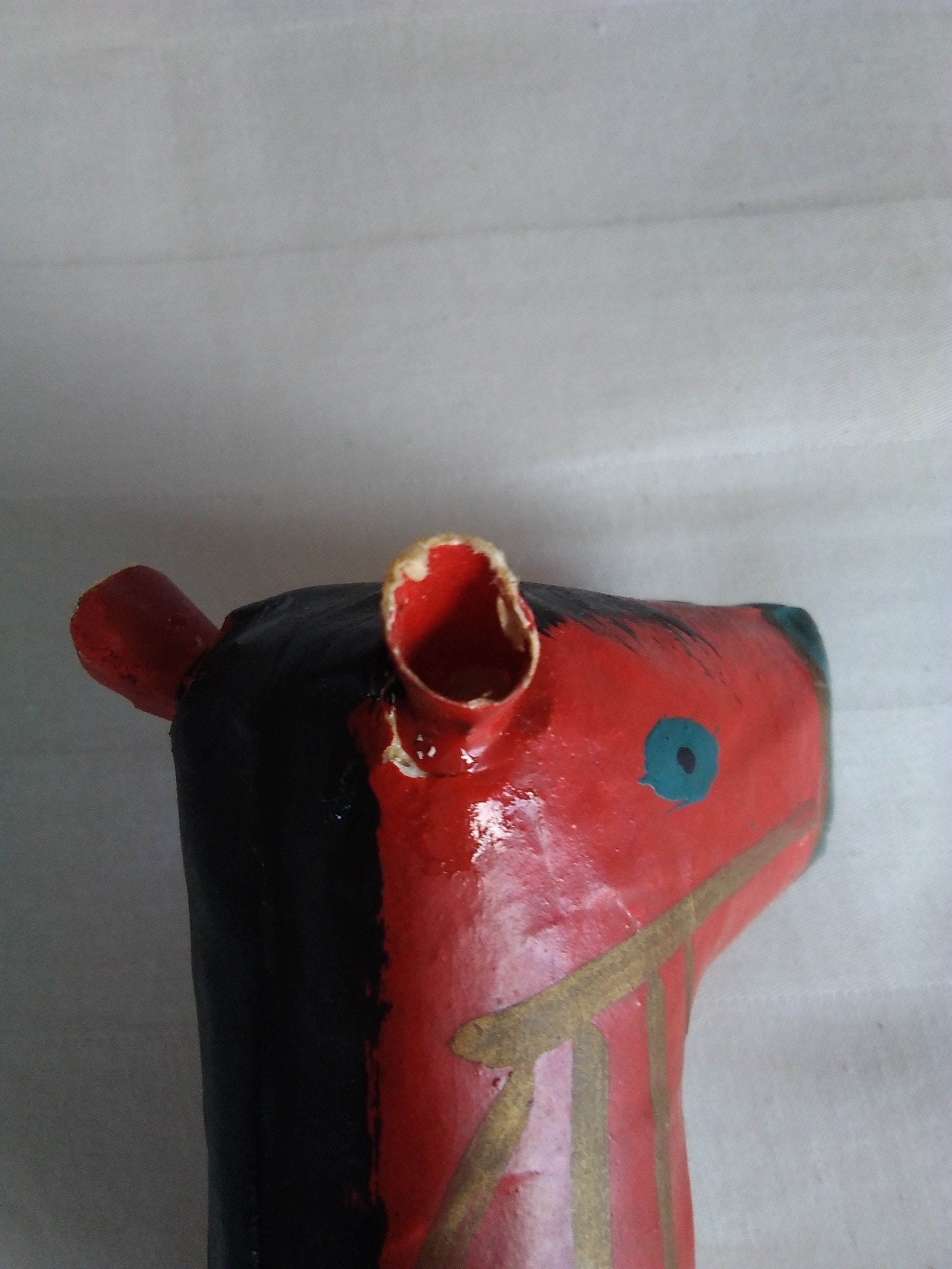 paper mache horse rattle whistle Japanese toy traditional handmade ...