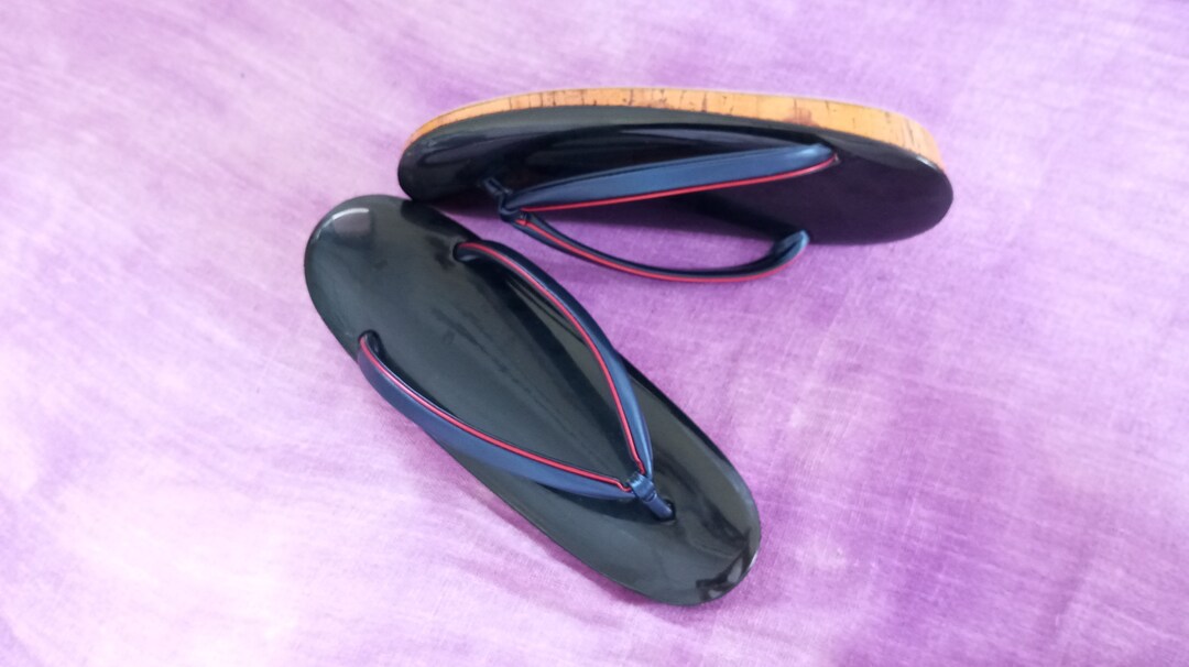 Vintage Japanese Zoris Black Getas Shoes Kimono Sandals Handmade Japan ...