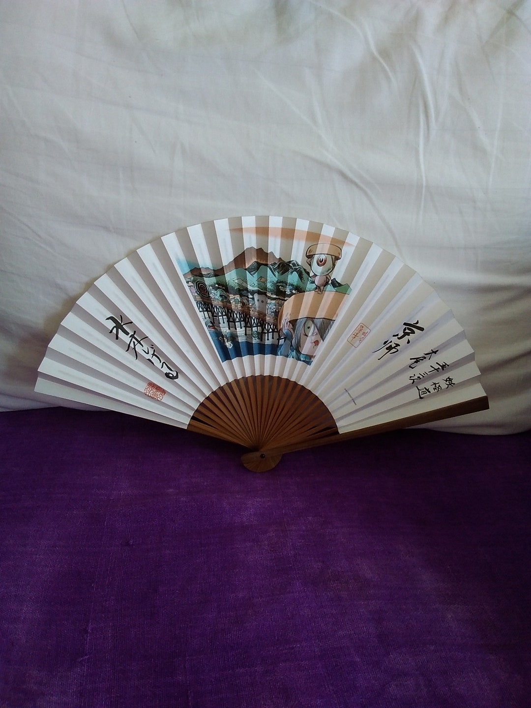 Fan Japanese Paper Wood Manga Hand Fan Foldable Original Japan - Etsy