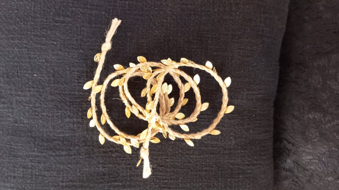 Vintage Japanese Obijime Golden Leaves Natural Jute Kimono Belt ...