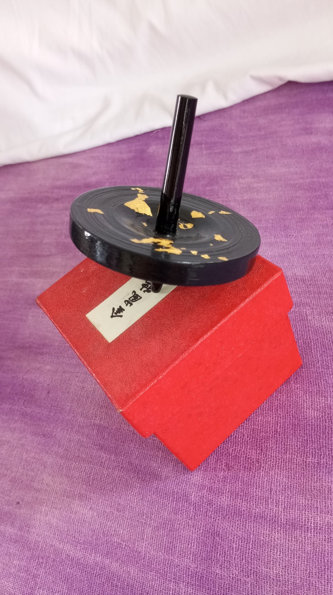 Spinning Top Handmade Toy Peg Top Paper Wood Black Lacquer Japan - Etsy