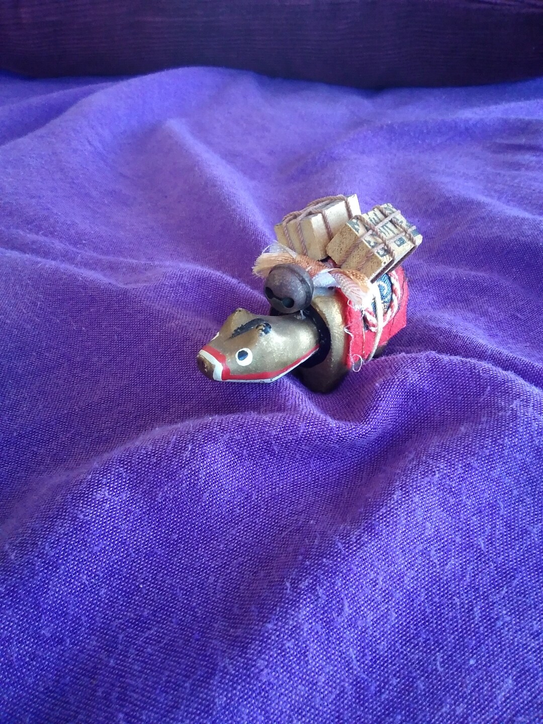 Japanese Traditional Handmade Toy Cow Akabeko Vintage Gold Red Paper Mache Handmade Hand Painted ...