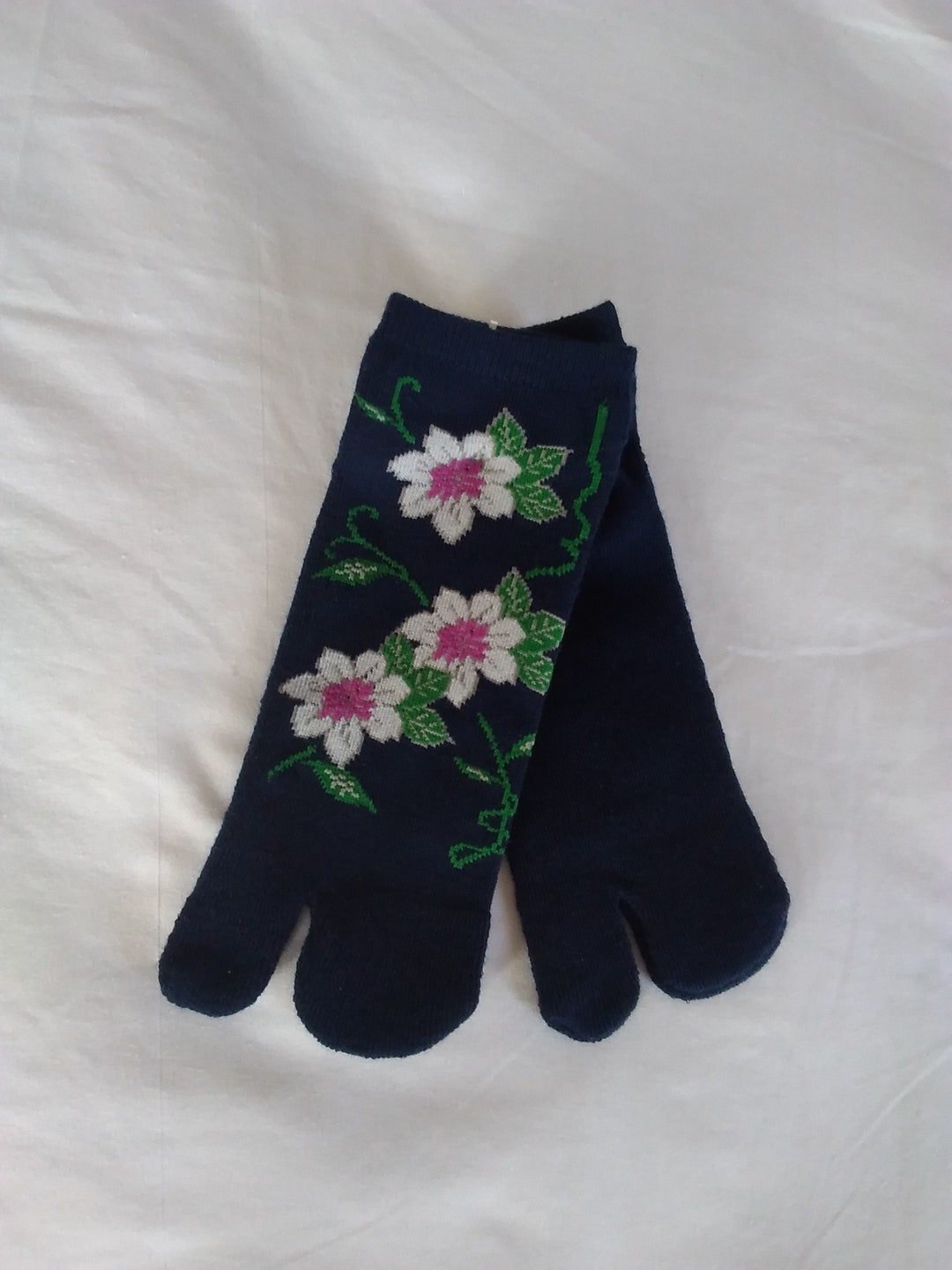Socks Japanese Cotton Tabis Kimono Socks Split Toe Socks Flowers 23 to ...