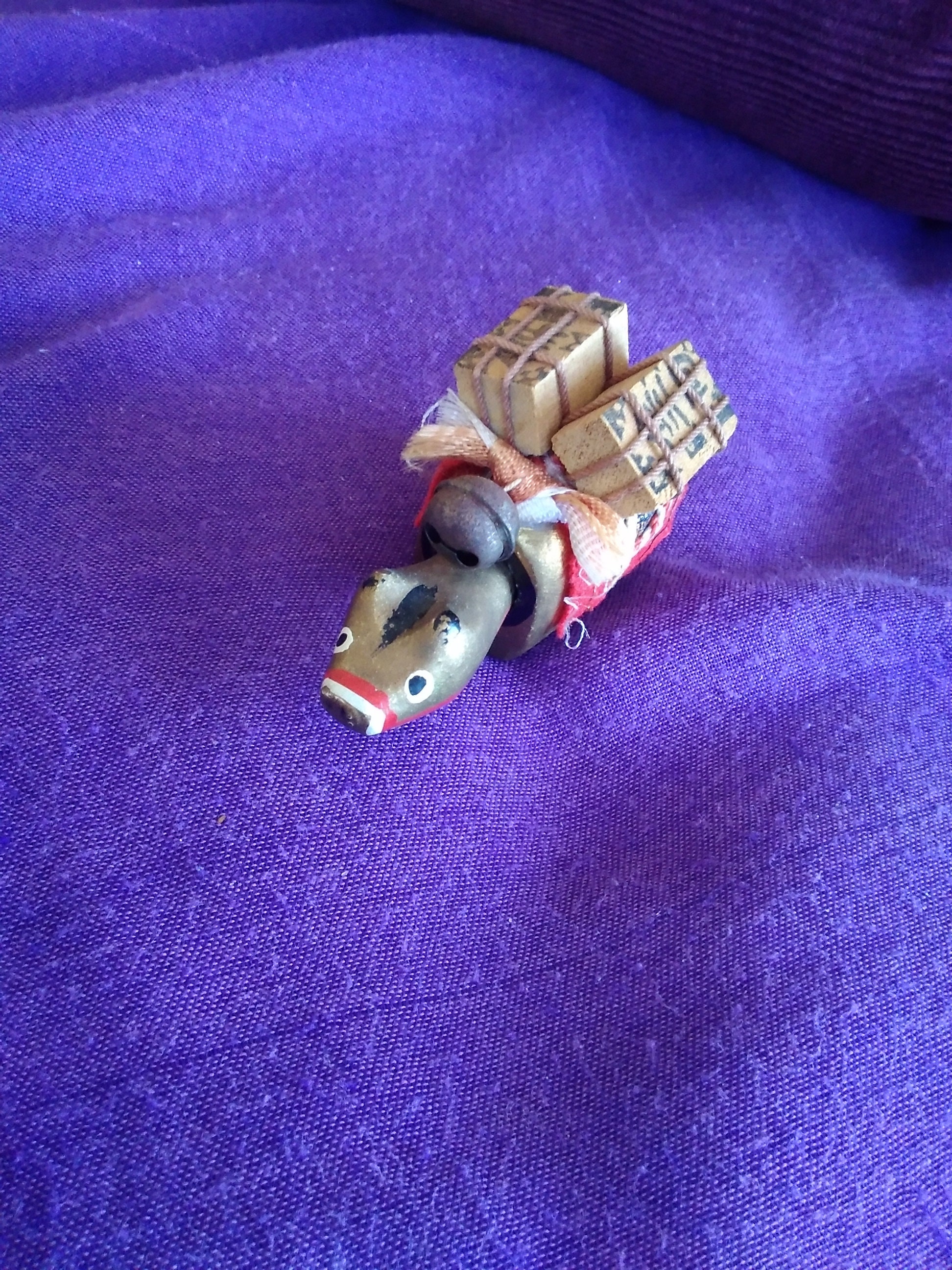 Japanese traditional handmade toy cow akabeko vintage gold red | Etsy