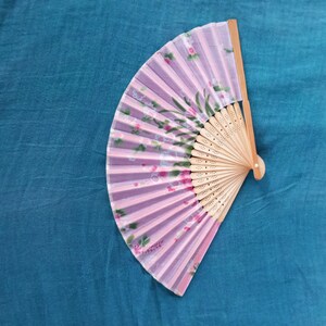 Fan Vintage Fabric Wood Flowers Pink Foldable Fan Sensu Hand Fan ...
